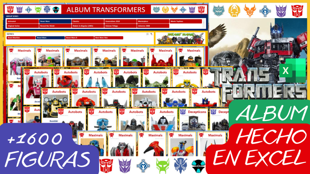 ALBUM INTERACTIVO DE TRANSFORMERS EN EXCEL EDITABLE – LUDUS – EXCEL POWER