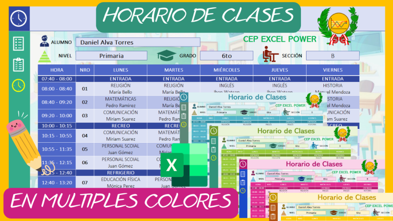 HORARIO DE CLASES EN EXCEL IMPRIMIBLE – LUDUS – EXCEL POWER