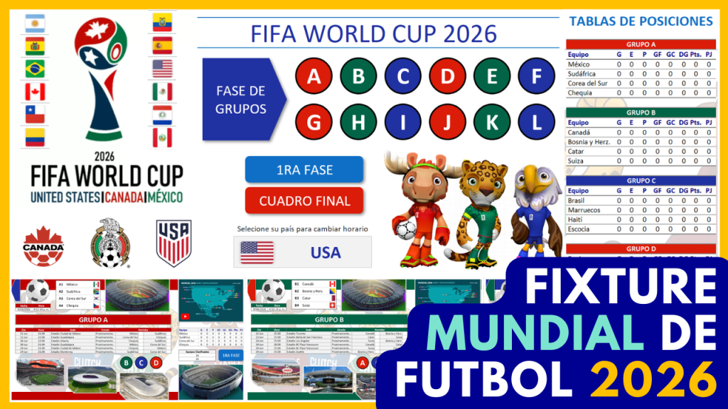 FIXTURE MUNDIAL DE FUTBOL 2026 EN EXCEL – LUDUS – EXCEL POWER